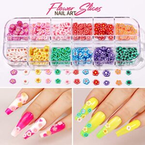 12 Sheets Nail Art Sticker 3D Self-Adhesive, Teenitor Nail Art Decoration with 5 Boxes Holographic Nail Art Glitter Flakes Butterfly Heart Star Maple Leaf Nail Sequins and Nail Art Flower Slices