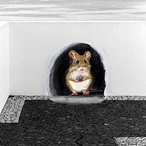 3D Wall Stickers,Realistic Mouse,Hole Wall Mouse in A Hole Wall Decal Fun Art Animal Stickers for Home Decor Living Room Nursery Bedroom Kids Room Wall Decoration(4Pcs/Set)