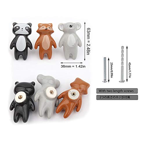 YOUYOUULU 5Pcs Cute Animal Knobs Kids Handles Ceramic Knobs Children's Room Door Nursery Cupboard knobs Lovely Cabinet pulls Drawer knob for Kids, with Screws