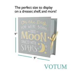 Votum Baby Keepsake Box for Treasured Memories, Moon & Stars - Lightweight, Handcrafted Baby Boxes with 9 Labeled Compartments for First Memories - Gender Neutral Baby Shower Gifts for Girls, Boys