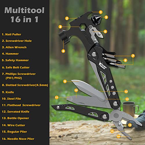 [Upgraded Hammer Multitool] Gift for Men Dad Husband Brother Boyfriend Boys,16-in-1 Hammer Multi-Tool,Personalized Men Gift for Christmas Present Stocking Stuffer, Cool Birthday Gift Idea for Men Son