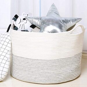 INDRESSME Large Cotton Rope Basket Blanket & XXXL Large Woven Baby Laundry Basket Toys Storage Bin (Set of 2)