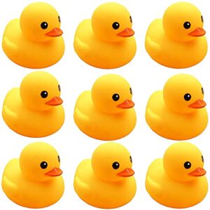 cicitoywo yellow rubber ducks, 10pcs preschool bath toys bathtub floating squeaky duckies gift for baby shower infants kids toddler party decoration