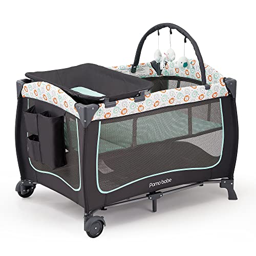 Pamo Babe Portable Crib for Baby Nursery Center Playard Baby Playpen Travel Crib Diaper Changer with Mattress