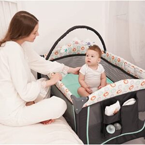 Pamo Babe Portable Crib for Baby Nursery Center Playard Baby Playpen Travel Crib Diaper Changer with Mattress