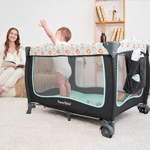 Pamo Babe Portable Crib for Baby Nursery Center Playard Baby Playpen Travel Crib Diaper Changer with Mattress