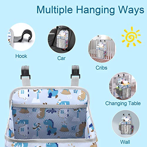 Accmor Hanging Baby Diaper Caddy Organizer, Diaper Stacker, Baby Crib Hanging Classified Storage Bag Organizer for Changing Table, Crib, Playard or Wall & Nursery Organization, White