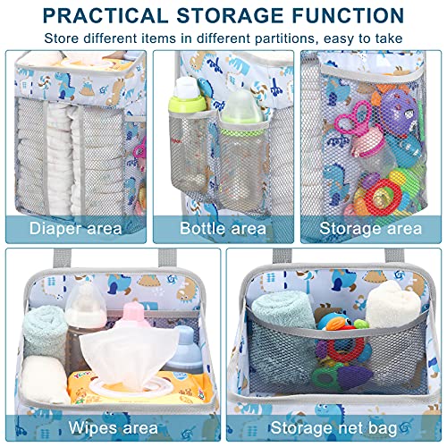 Accmor Hanging Baby Diaper Caddy Organizer, Diaper Stacker, Baby Crib Hanging Classified Storage Bag Organizer for Changing Table, Crib, Playard or Wall & Nursery Organization, White