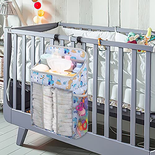 Accmor Hanging Baby Diaper Caddy Organizer, Diaper Stacker, Baby Crib Hanging Classified Storage Bag Organizer for Changing Table, Crib, Playard or Wall & Nursery Organization, White