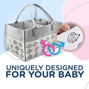 Kuul-Diaper Caddy Organizer-FREE CHANGING PAD MAT & BIBS-Compartments Inserts-Baby Boy Or Baby Girl-Cot, Crib, Pram, Car-Large Diaper Stackers & Caddies-Diaper Changing-Baby Shower Gift-Portable Non Rope Basket -Newborn Essentials Must Haves For Changing