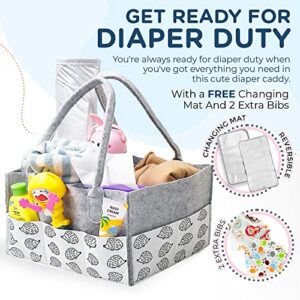 Kuul-Diaper Caddy Organizer-FREE CHANGING PAD MAT & BIBS-Compartments Inserts-Baby Boy Or Baby Girl-Cot, Crib, Pram, Car-Large Diaper Stackers & Caddies-Diaper Changing-Baby Shower Gift-Portable Non Rope Basket -Newborn Essentials Must Haves For Changing