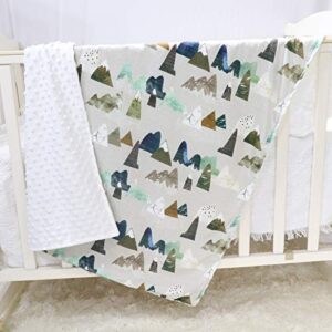 tanofar baby blankets, adventure mountains minky toddler blanket for boys girls, dotted backing, double layer, crib receiving blanket, for nursery/stroller/toddler bed/carseat, 30 x 40 inch