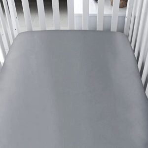 Satin Crib Sheets for Baby Hair, Fitted Sheet for Standard Crib Mattress, 2 Pack Ultra Soft Fitted Crib Sheet for Baby, Machine Washable, Grey and Navy