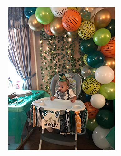 Ullovit First 1st Birthday Crown for Baby Boys Prince, Sparkle Gold Green Wild One Birthday Hat Headband Cake Smash Photo Decoration by Moonlightgo