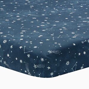 lambs & ivy sky rocket blue stars/galaxy/space 100% cotton fitted crib sheet