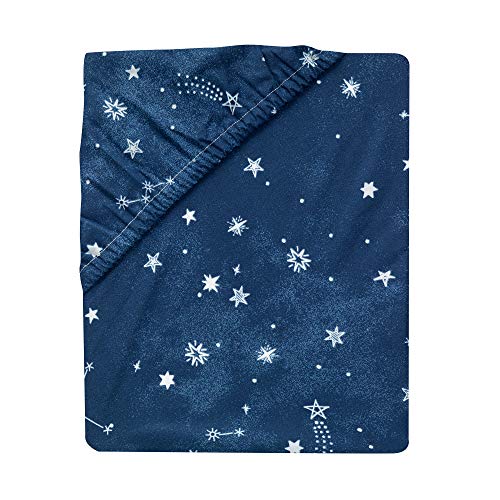 Lambs & Ivy Sky Rocket Blue Stars/Galaxy/Space 100% Cotton Fitted Crib Sheet