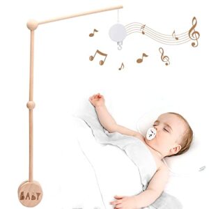 jetm·hh baby crib mobile arm wooden holder 30 inch beech hangers with rotating music box nursery decor attachment safe anti slip set