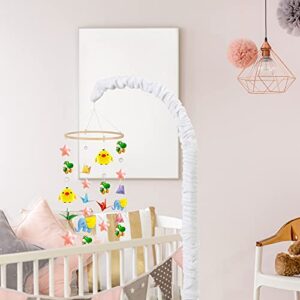 2 Pieces Nursery Crib Mobile Arm Cover Baby Crib Mobile Bed Bell Holder Cover Infant Music Box Toy Holder Cover Wind Chime Bracket Fabric Cover for Crib Mobile Arm DIY Mobile (White)