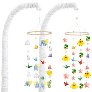 2 Pieces Nursery Crib Mobile Arm Cover Baby Crib Mobile Bed Bell Holder Cover Infant Music Box Toy Holder Cover Wind Chime Bracket Fabric Cover for Crib Mobile Arm DIY Mobile (White)