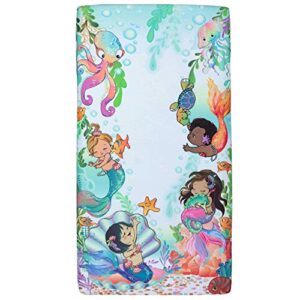 baby titi - fitted crib sheet, mermaids under the sea, soft microfiber, crib sheets for girls, african american, asian, latina mattress sheets for crib and toddler beds (mermaid)…