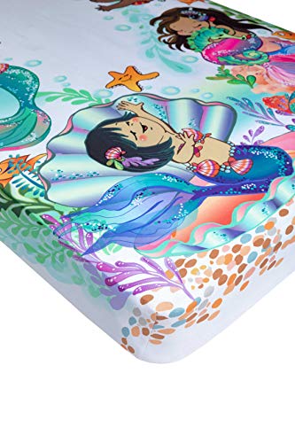 Baby Titi - Fitted Crib Sheet, Mermaids Under The Sea, Soft Microfiber, Crib Sheets for Girls, African American, Asian, Latina Mattress Sheets for Crib and Toddler Beds (Mermaid)…