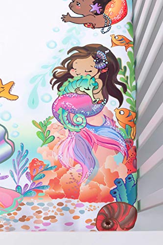 Baby Titi - Fitted Crib Sheet, Mermaids Under The Sea, Soft Microfiber, Crib Sheets for Girls, African American, Asian, Latina Mattress Sheets for Crib and Toddler Beds (Mermaid)…