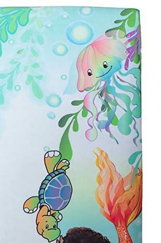 Baby Titi - Fitted Crib Sheet, Mermaids Under The Sea, Soft Microfiber, Crib Sheets for Girls, African American, Asian, Latina Mattress Sheets for Crib and Toddler Beds (Mermaid)…