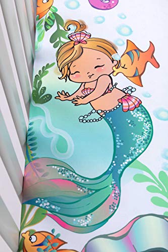 Baby Titi - Fitted Crib Sheet, Mermaids Under The Sea, Soft Microfiber, Crib Sheets for Girls, African American, Asian, Latina Mattress Sheets for Crib and Toddler Beds (Mermaid)…