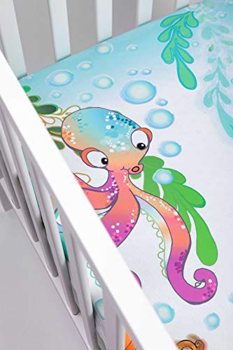 Baby Titi - Fitted Crib Sheet, Mermaids Under The Sea, Soft Microfiber, Crib Sheets for Girls, African American, Asian, Latina Mattress Sheets for Crib and Toddler Beds (Mermaid)…