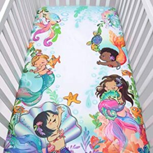 Baby Titi - Fitted Crib Sheet, Mermaids Under The Sea, Soft Microfiber, Crib Sheets for Girls, African American, Asian, Latina Mattress Sheets for Crib and Toddler Beds (Mermaid)…