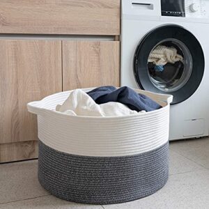 INDRESSME XXXLarge Cotton Rope Basket Comforter Cushions Thread Laundry Hamper (Set of 2)