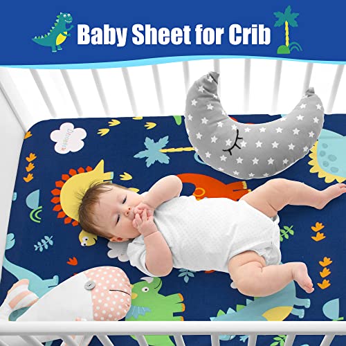 Cloele Crib Bedding Set for Boys - Microfiber 3 Piece Dinosaur Baby Bedding Set Soft Comforter Bed Set Includes Toddler Pillowcase Crib Sheet Baby Quilt - Nursery Bedding Set for Boys and Girls