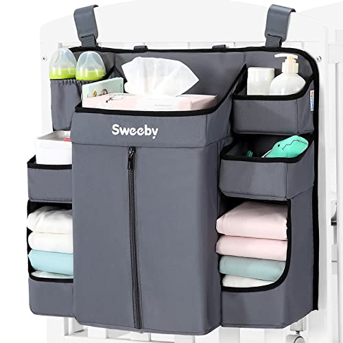 Sweeby Diaper Organizer for Changing Table and Crib Diaper Stacker Nursery Organizers for Cribs Hanging Diaper Caddy Organizer for Baby Essentials