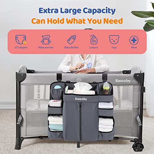 Sweeby Diaper Organizer for Changing Table and Crib Diaper Stacker Nursery Organizers for Cribs Hanging Diaper Caddy Organizer for Baby Essentials