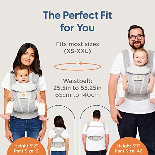 Ergobaby Omni Breeze All Carry Positions Breathable Mesh Baby Carrier Newborn to Toddler with Enhanced Lumbar Support & Airflow (7-45 Lb), Pearl Grey