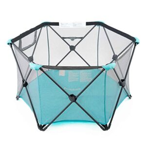 Pamo Babe 6-Panel Portable & Foldable Baby Playpen for Toddlers, Outdoor Travel Playard for Baby with Canopy (Blue)