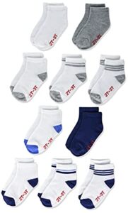 hanes baby boys lightweight ez sort ankle socks, 10-pair pack socks, assorted, 2-3t us