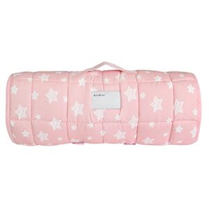 Moonsea Toddler Nap Mat Pink, Removable Pillow and Fleece Minky Blanket, Lightweight and Soft Perfect for Kids Preschool, Daycare, Travel Sleeping Bag for Girls, 21" x 50" Fit on a Standard Cot