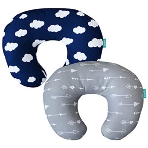 nursing pillow cover 2 pack for breastfeeding pillow, ultra soft and cozy nursing pillow slipcovers, snug fits boppy pillow, great, perfect newborn gift, best choice for mom or baby