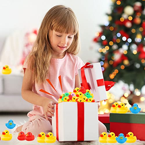 50 Pcs Rubber Ducks Bath Toy, Multicolor Mini Rubber Duck Bulk Float Duck Baby Bath Toy, Shower Birthday Party Christmas Favors Gift (5 Colors)