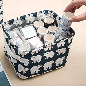 Lawei 9 Pack Mini Canvas Storage Bins - Collapsible Canvas Shelf Basket Nursery Organizer Boxwith Handles for Nursery Kids Bathroom Home Office