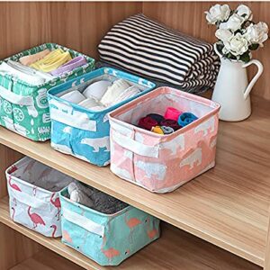 Lawei 9 Pack Mini Canvas Storage Bins - Collapsible Canvas Shelf Basket Nursery Organizer Boxwith Handles for Nursery Kids Bathroom Home Office