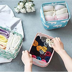 Lawei 9 Pack Mini Canvas Storage Bins - Collapsible Canvas Shelf Basket Nursery Organizer Boxwith Handles for Nursery Kids Bathroom Home Office