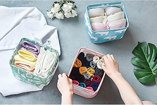 Lawei 9 Pack Mini Canvas Storage Bins - Collapsible Canvas Shelf Basket Nursery Organizer Boxwith Handles for Nursery Kids Bathroom Home Office