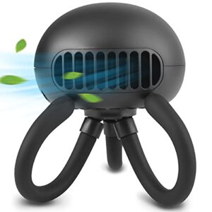 stroller fan portable bladeless fan ​mini handheld fan with flexible tripod clip on stroller fan 3 speeds rechargeable battery operated fan for stroller, car seat, crib, bike and desktop (black)