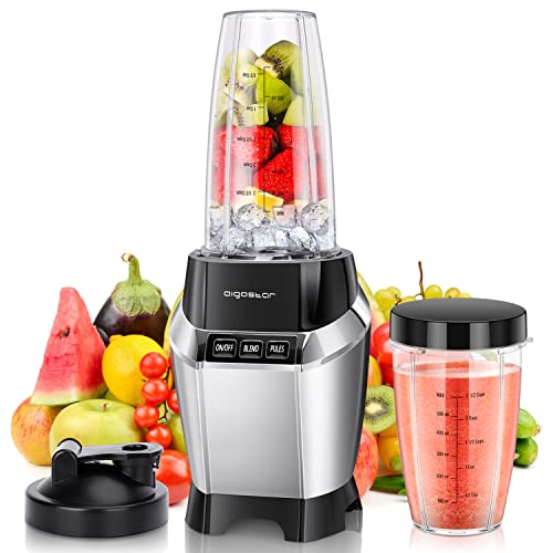 Aigostar 1000W Bullet Blender for Shakes and Smoothies, Personal Blender for Kitchen, Smoothie Blender Juice Licuadora for Crushing Ice Puree Frozen Fruit, Countertop Blender & 24 oz 20 oz To-Go Cups