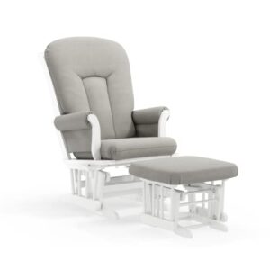 dutailier alice 0209 glider multiposition-lock recline with ottoman (white/light grey)