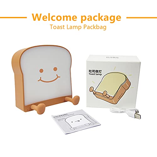 QANYI Toast Bread Night Light,Soft LED Toast Lamp with Cute Face Always Smile,Bedroom Table Lamps Graduation Gifts Ideas for Teen Girls 10 11 12 13 14 Year Old Girls