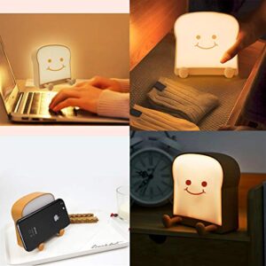 QANYI Toast Bread Night Light,Soft LED Toast Lamp with Cute Face Always Smile,Bedroom Table Lamps Graduation Gifts Ideas for Teen Girls 10 11 12 13 14 Year Old Girls