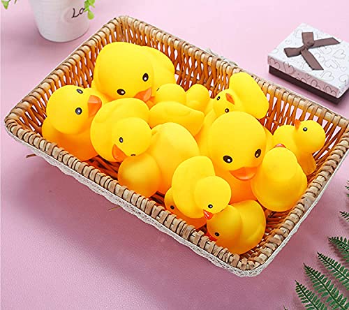 umbresen Yellow Rubber Ducks Preschool Bath Toys Bathtub Duckies Gift for Baby Shower Infants Toddlers Car Pool Float Halloween Adults Party Favors Carnival Decorations (Small Yellow 2.2''-12pcs)